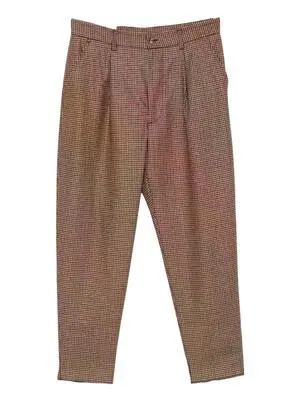 Eleventy Houndstooth Pattern Pleated Trousers - Brown