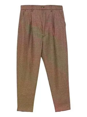 Eleventy Houndstooth Pattern Pleated Trousers - Brown