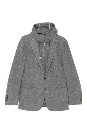 Eleventy Hooded Single-breasted Jacket - Grey