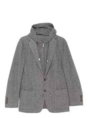 Eleventy Eleventy Hooded Single-Breasted Jacket Grey