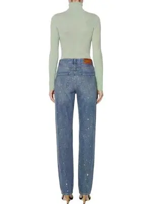 ELISABETTA FRANCHI Elisabetta Franchi Knit Turtleneck Top With Openwork Embroidery