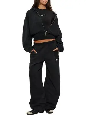 Alexander Wang Alexander Wang Logo-Print Zip-Up Hoodie Black