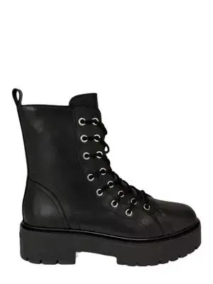 Pinko Lace-up Platform Combat Boots - Black
