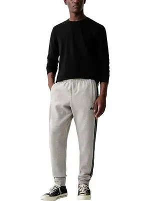 Adidas Logo-embroidered Stripe-detail Track Pants Grey