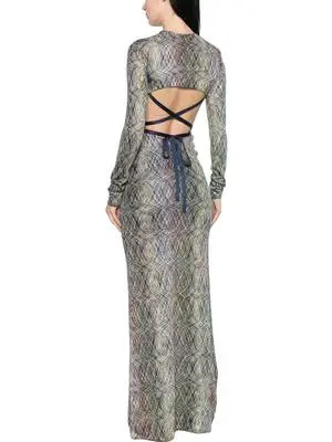 MISSONI Missoni Zigzag Knit Open-Back Maxi Dress