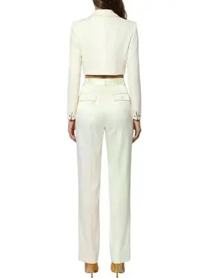 Elisabetta Franchi Jacket Made Of Lightweight Crêpe And Satin Fabrics With Peplum - Neutrals