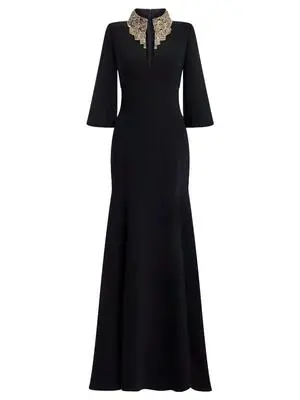 JENNY PACKHAM Jenny Packham Nyota Embellished Collar Evening Gown