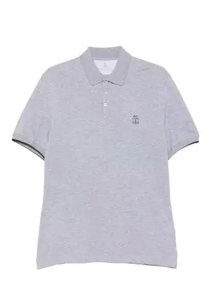 Brunello Cucinelli Logo-embroidered Piqué Polo Shirt - Grey