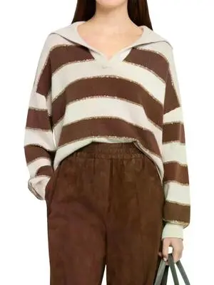 BRUNELLO CUCINELLI Brunello Cucinelli Striped Sequin Embellished Sweater