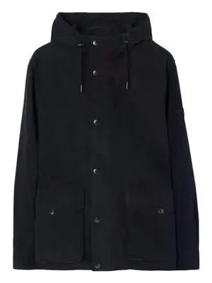 Burberry Hooded Gabardine Jacket With Detachable Warmer - Blue