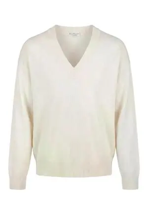 Brunello Cucinelli Brunello Cucinelli V-Neck Cashmere Sweater Neutrals