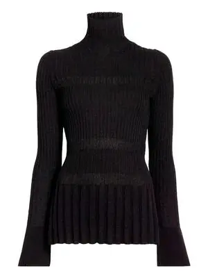 Proenza Schouler Rosario Textured Merino Wool Turtleneck - Black