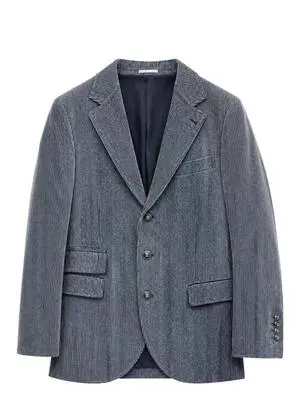 Brunello Cucinelli Corduroy Single-breasted Blazer - Blue