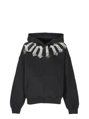 Palm Angels Logo-print Zip-up Hoodie - Black