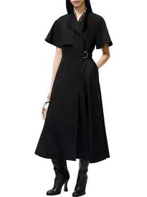 BURBERRY Burberry Wool Twill Wrap Dress With B Buckle Belt