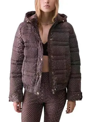 Liu Jo Printed Nylon Padded Jacket - Brown