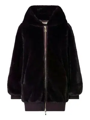 Liu Jo Oversized Teddy Jacket With Hood - Red