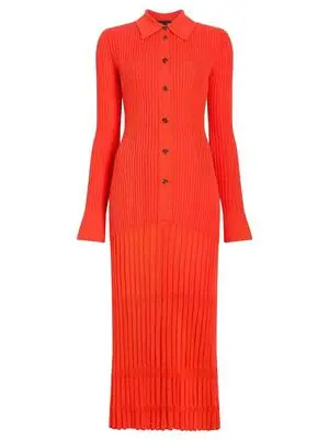 Proenza Schouler Rosario Textured Merino Wool Midi Dress - Orange