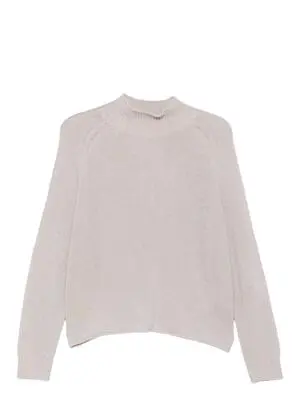 LUISA CERANO Mock Neck Raglan-sleeve Sweater - Grey