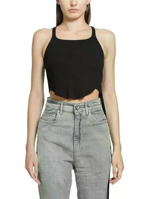 Rick Owens Cropped Asymmetric Tank Top - Black