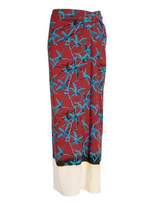 Proenza Schouler Proenza Schouler Anais Printed Stretch Cady Skirt Red
