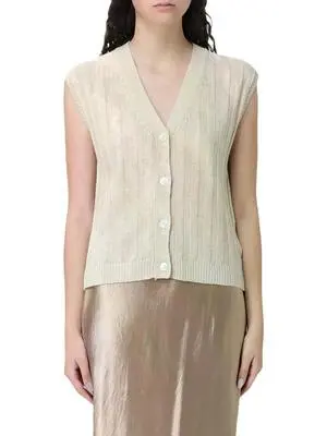 Max Mara Linen Ribbed Knit Gilet - Neutrals