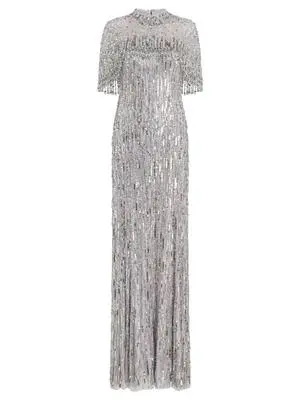 Jenny Packham Leia Embellished Gown Silver