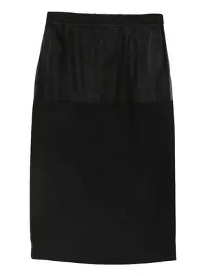 FRENKEN Sheer Panel Pencil Midi Skirt - Black