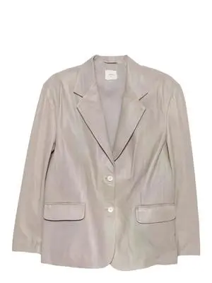 ALYSI Leather Single-breasted Jacket - Grey