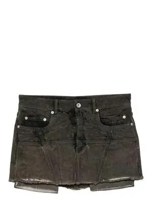 Rick Owens Faded Frayed-hem Mini Skirt - Grey