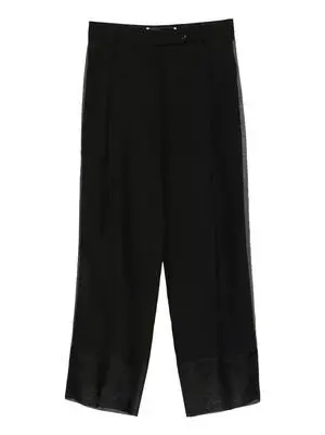 FRENKEN Sheer-panelled Wide-leg Trousers - Black