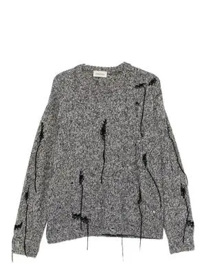 ATOMO FACTORY Distressed Marl-knit Sweater - Grey