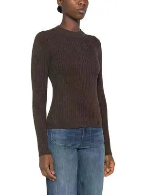 Seafarer Ribbed Knit Crew Neck Sweater - Brown