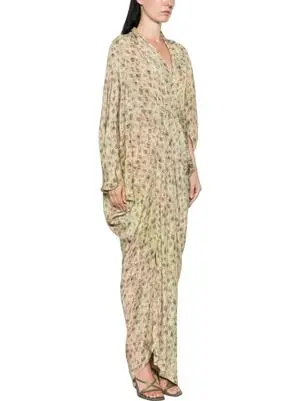 CORTANA Mayu Abstract-print Draped Dress - Neutrals