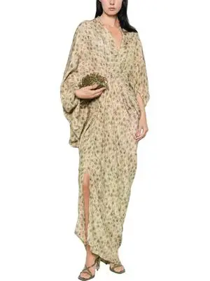 CORTANA Mayu Abstract-print Draped Dress - Neutrals