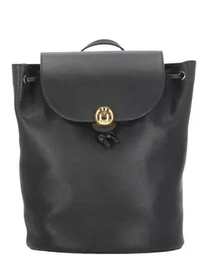 Furla Grainy Leather Backpack With Drawstring Fastening - Black