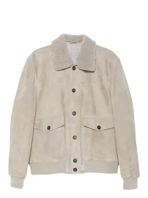 Eleventy Suede Shearling Collar Jacket - Grey