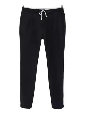 Eleventy Drawstring-waist Pleated Trousers - Black
