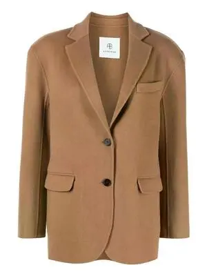 ANINE BING Notched-lapels Button-up Jacket - Neutrals