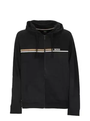 BOSS Logo-print Zip-up Hoodie - Black