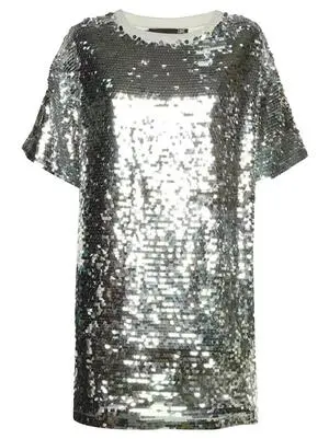 Moschino Mesh Sequin-embellished Mini Dress Silver