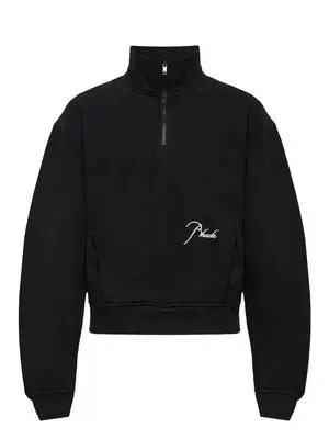 Rhude Classique Logo-embroidered Quarter-zip Sweater - Black
