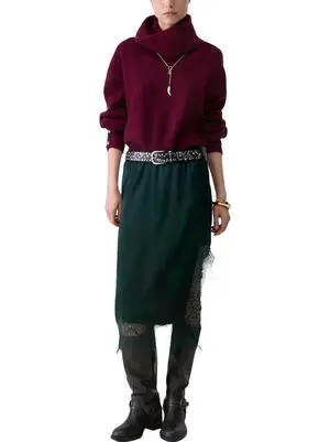 LIU JO LIU JO Ribbed Knit Turtleneck Sweater With Button Detail Cuffs