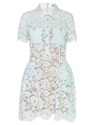 SELF-PORTRAIT Lace-panelled Bow-detail Mini Dress