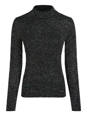 KARL LAGERFELD Karl Lagerfeld Sequin Embellished Mock Neck Top
