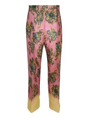 ALEMAIS Faye Floral Print High-waisted Straight Leg Trousers - Pink