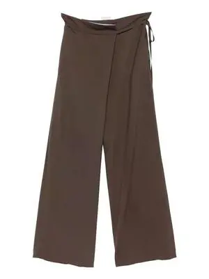 ALYSI Wrap-front Wide-leg Trousers - Brown