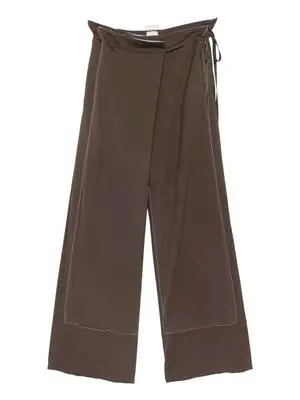 ALYSI Wrap-front Wide-leg Trousers - Brown