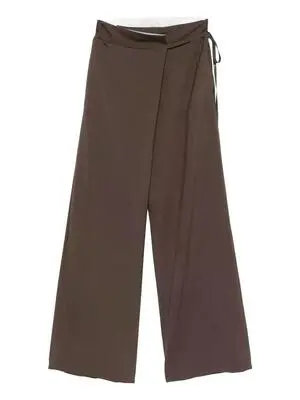 ALYSI Wrap-front Wide-leg Trousers - Brown