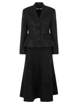 SELF-PORTRAIT Bouclé-knit Midi Dress